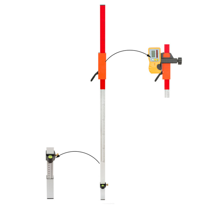 Ротационный нивелир RGK SP-100G и штатив RGK SH-340, рейкой RGK LR-2 и лазерным дальномером RGK ...